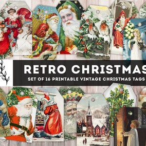 Victorian Christmas Tag, Xmas Junk Journal, Holiday Labels, Santa Claus ...