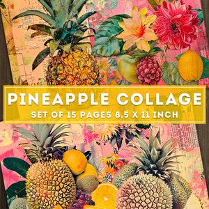 Pineapple Collage, Junk Journal Kit, Colorful Vintage Exotic Fruit ...