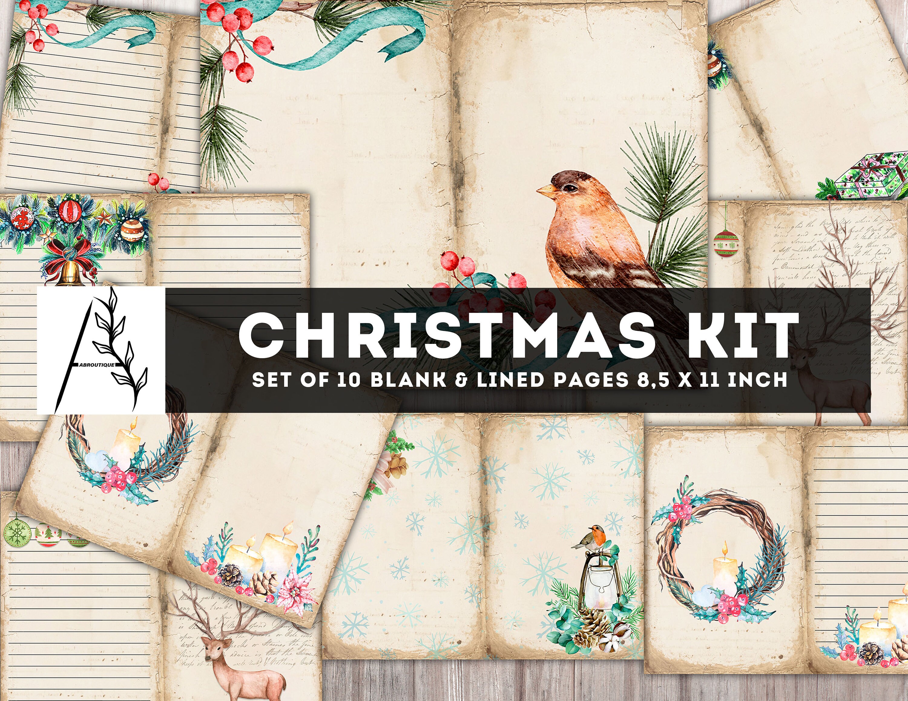 Christmas Junk Journal Kit Clocks Tickets Fussy Cut Page - Etsy