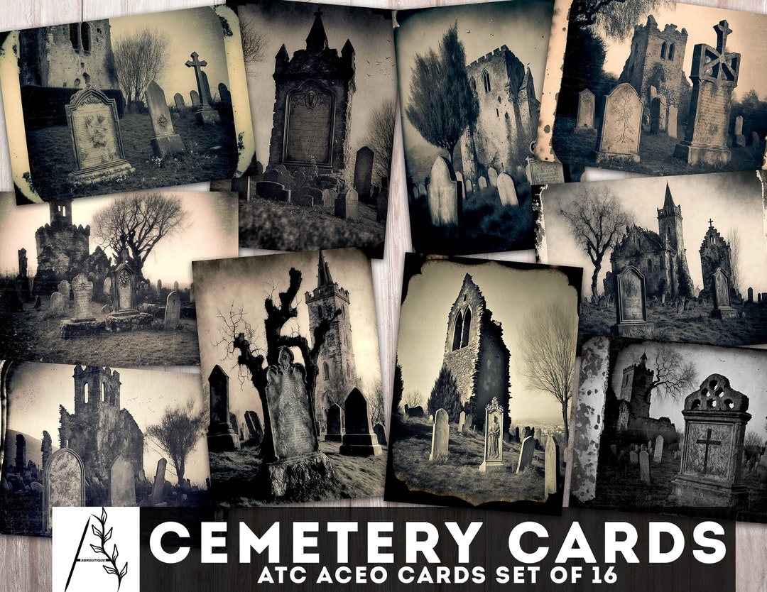 Cemetery Printable ATC Aceo Cards 2.5” X 3.5” Gothic Junk Journal ...