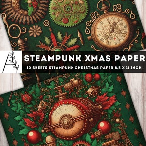 Steampunk Christmas Paper Pack, Xmas Printables, Steampunk Junk Journal ...