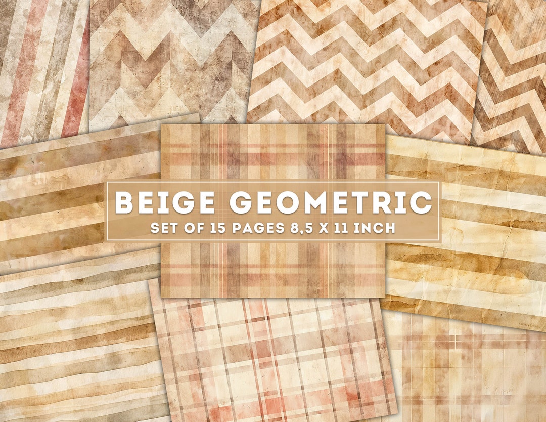Beige Geometric Digital Paper, Watercolor Scrapbook Papers, Junk ...