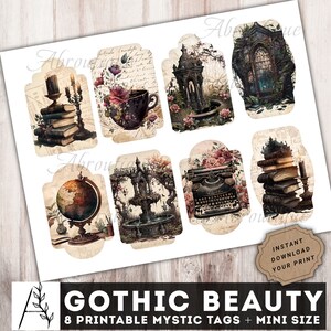 Gothic Beauty Tags, Watercolor Journaling Labels, Junk Journal Tags ...