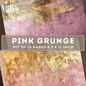 Pink Grunge Digital Paper, Steampunk Paper, Junk Journal Kit, Digital ...