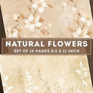 Natural Flowers Digital Paper, Watercolor Scrapbook Papers, Junk ...