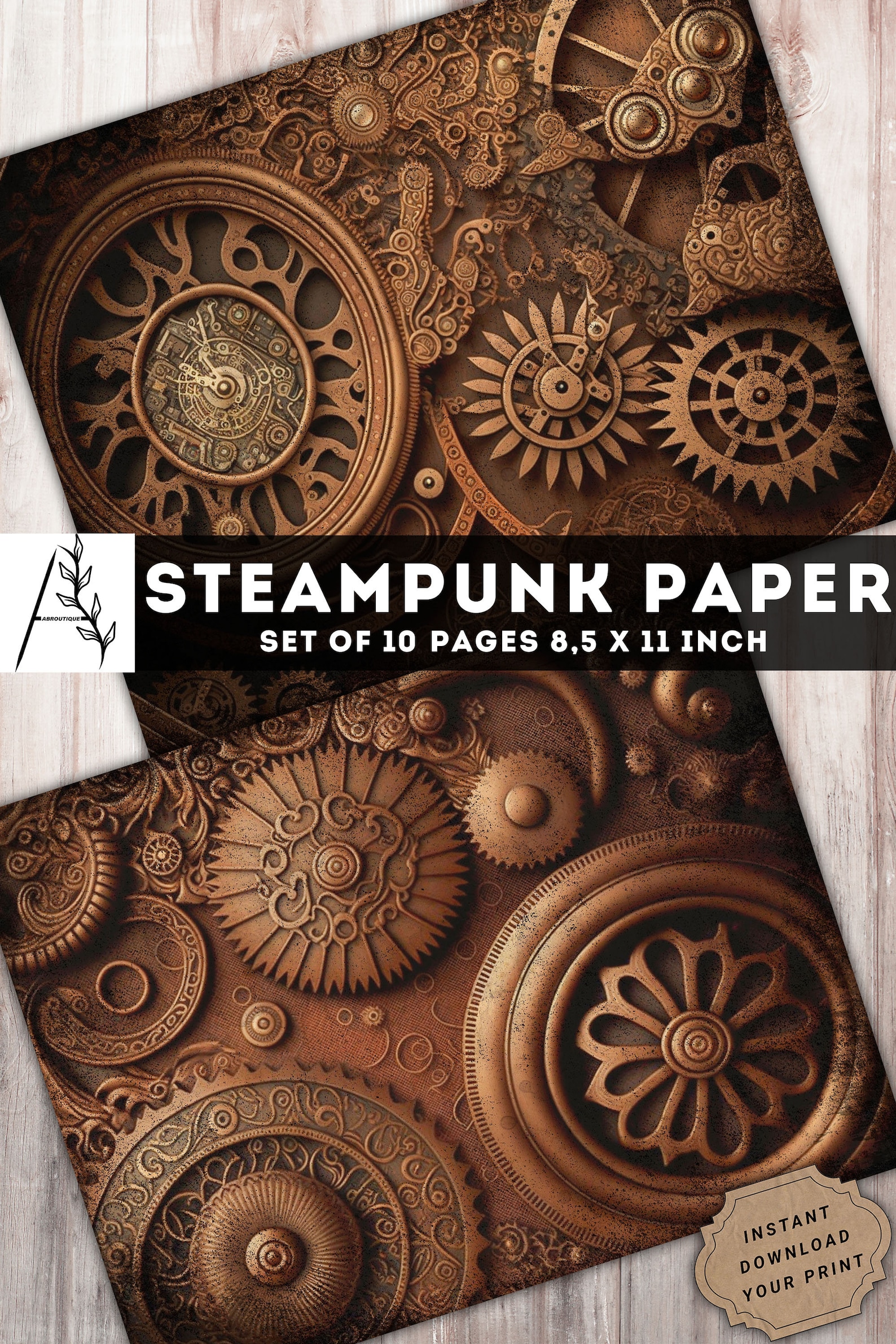 Steampunk Paper Pack, Steampunk Printables, Steampunk Junk Journal, Old ...