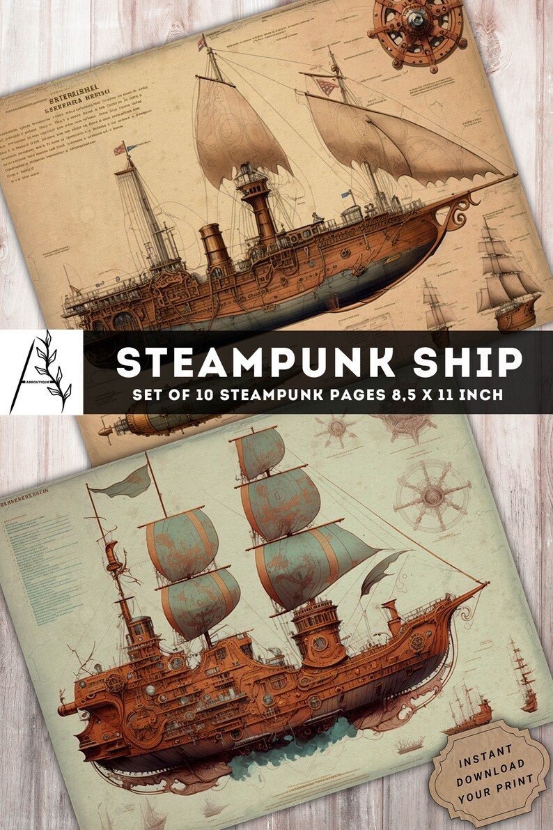 Steampunk Ship Steampunk Printable Boat Steampunk Junk - Etsy