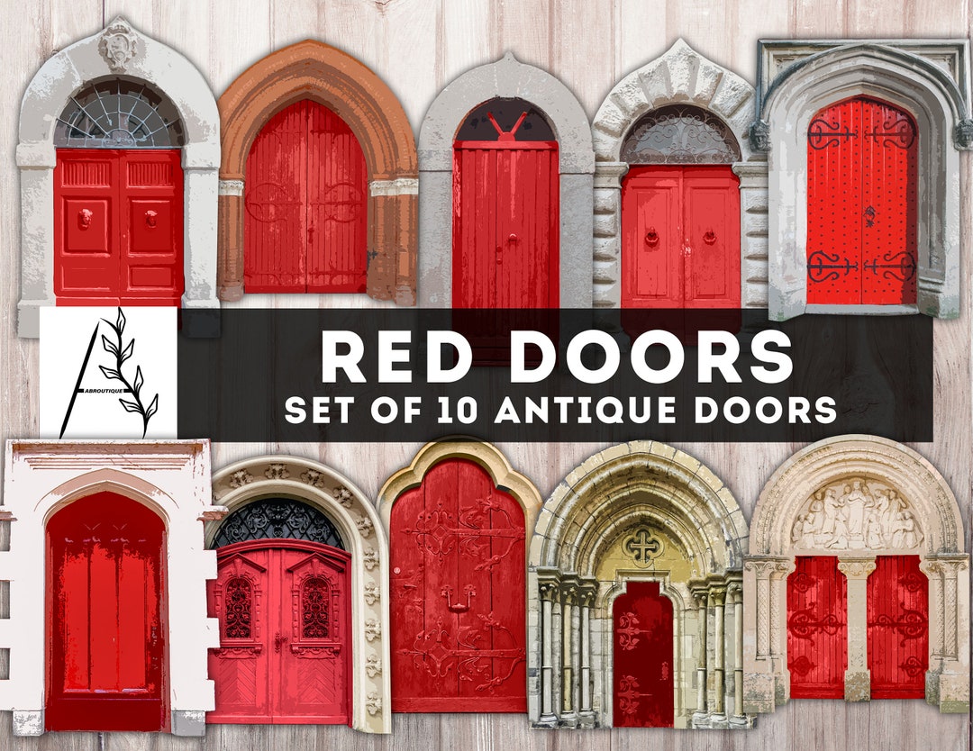 Red Doors Print, Junk Journal Doors, Doors for Decor and Scrapbooking ...