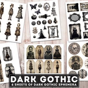 Dark Gothic Junk Journal Kit, Halloween Kit , Digital Printable Paper ...