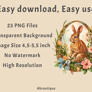 Vintage Easter Clipart 23 PNG Bundle, Easter Bunny, Sheep, Chicken ...