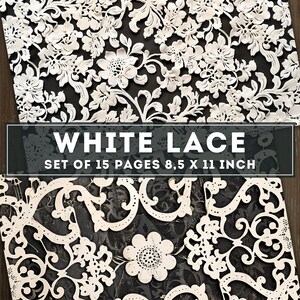 White Lace Digital Paper Instant Download Junk Journal Printable Pages ...
