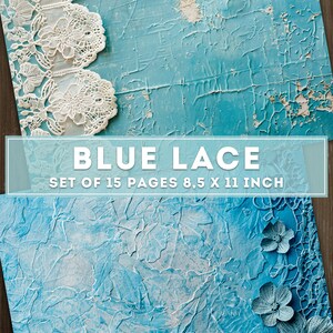Blue Lace Digital Paper Instant Download Junk Journal Printable Shabby ...