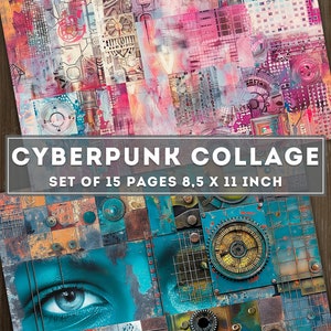 Cyberpunk Collage Paper, Futuristic Girls, Junk Journal Pages ...