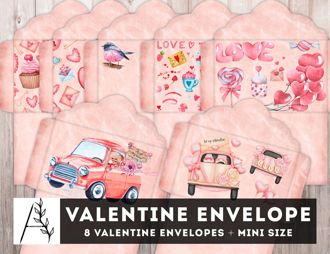Valentine's Day Envelopes, Digital Junk Journal Envelopes, Printable ...