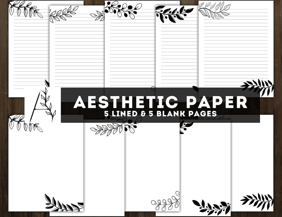 Aesthetic Paper, Flowers Blank Lined Paper, Black White Paper, Collage ...
