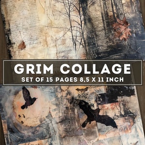 Grim Collage Paper, Horror Mixed Media Collage, Junk Journal Ephemera ...