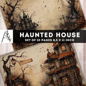 Haunted House Junk Journal Kit, Halloween Digital Paper, Junk Journal ...