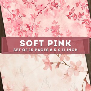 Soft Pink Flowers Digital Paper, Watercolor Scrapbook Papers, Junk ...
