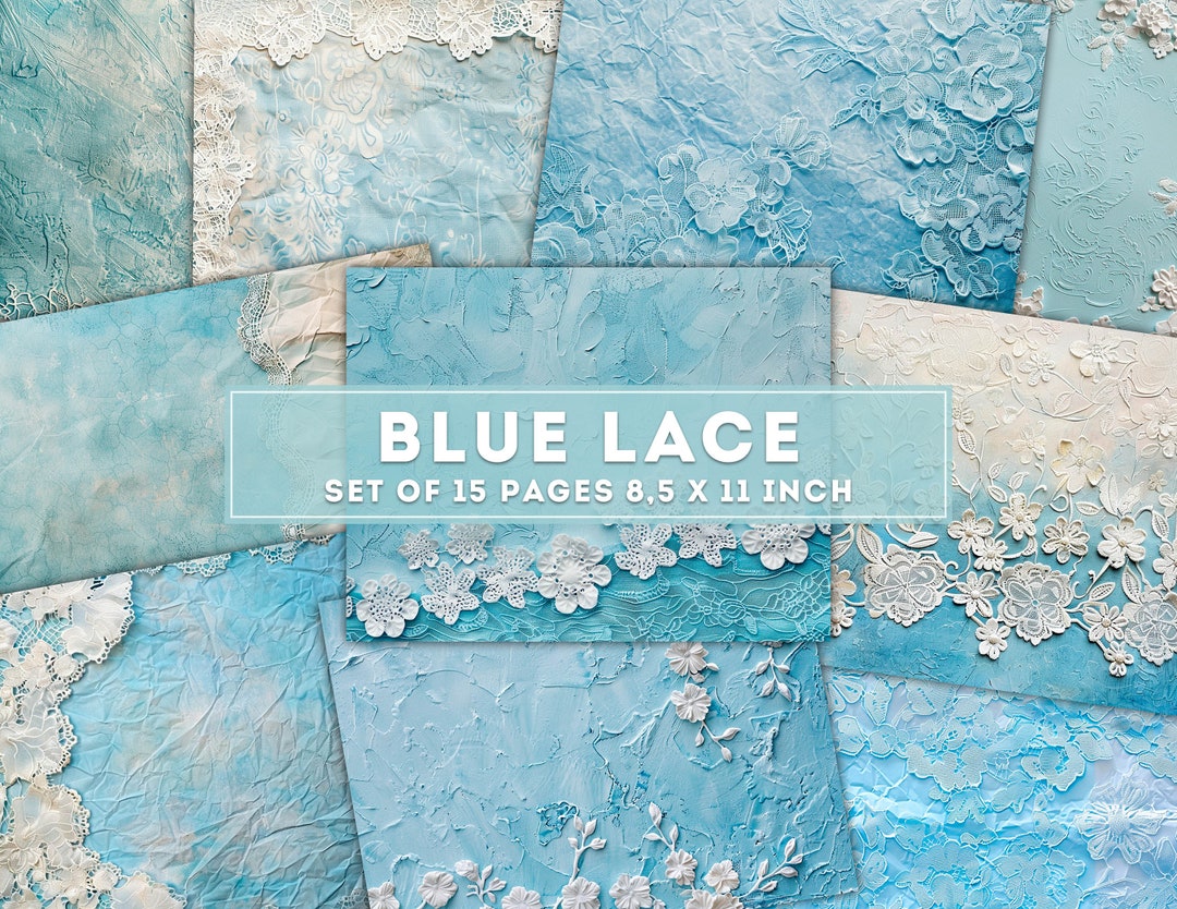 Blue Lace Digital Paper Instant Download Junk Journal Printable Shabby ...