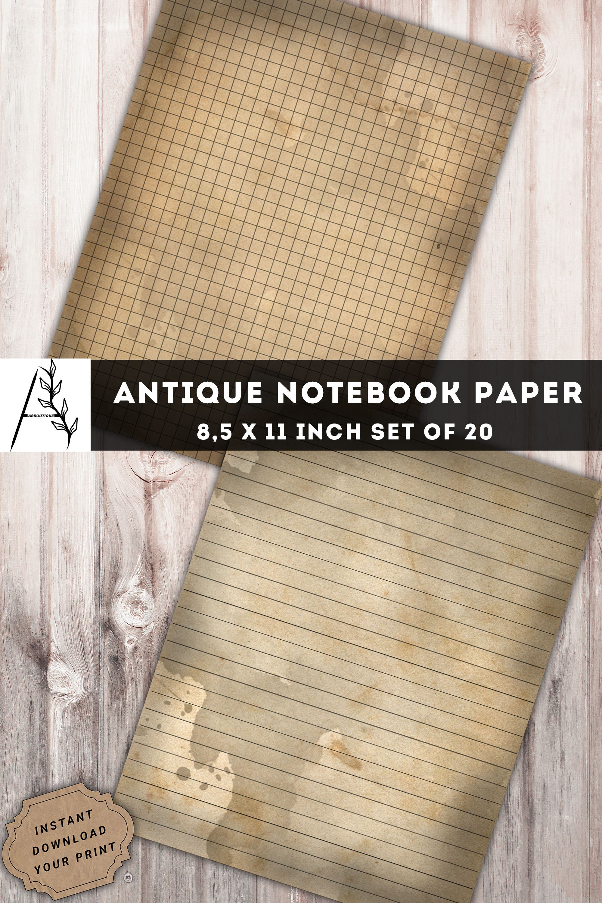 Junk Journal Squared and Lined Paper Antique Paper Scrapbook - Etsy