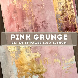 Pink Grunge Digital Paper, Steampunk Paper, Junk Journal Kit, Digital ...
