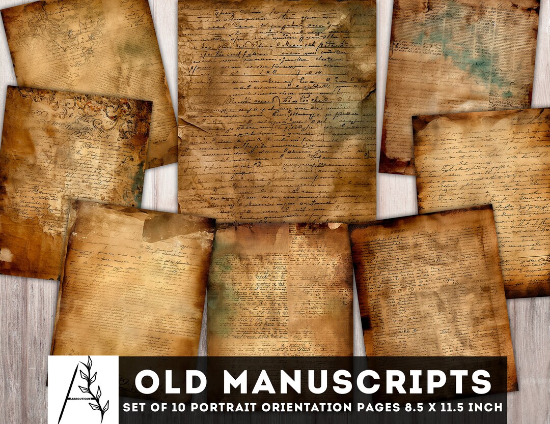 Vintage Manuscript Paper Pack, Old Paper for Junk Journal, 10 JPG ...