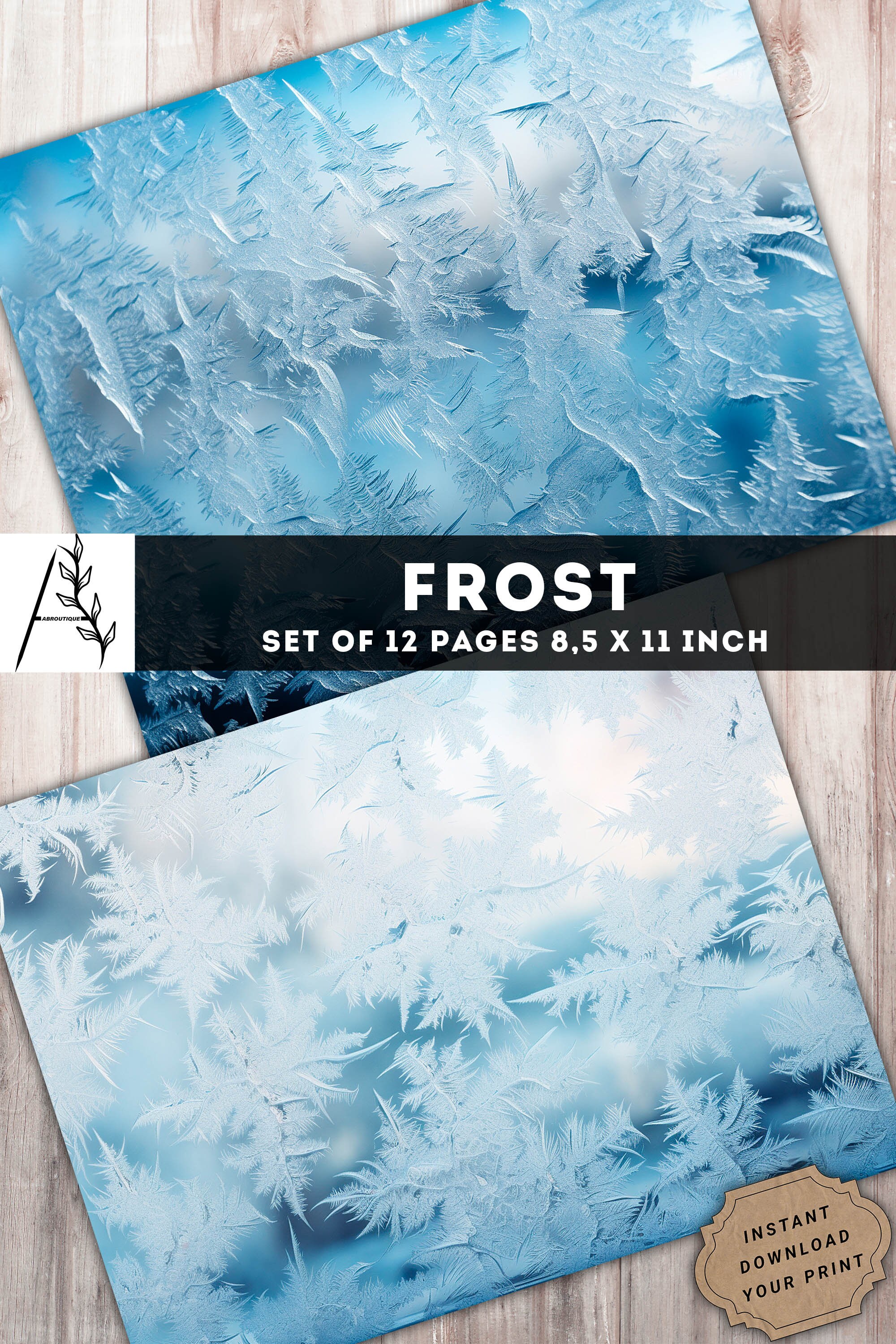 Frost Printable Paper, Hoarfrost Junk Journal Kit, Winter Digital Pages ...
