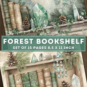 Forest Bookshelf Collage, Junk Journal Kit, Book Ephemera Pages, Wild ...