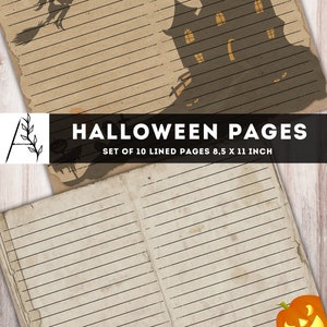Halloween Lined Paper, Halloween Junk Journal, Vintage Notebook Pages ...