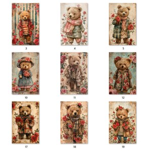 Victorian Bear Junk Journal Kit, Cute Bear Half Pages, Vintage Journal ...