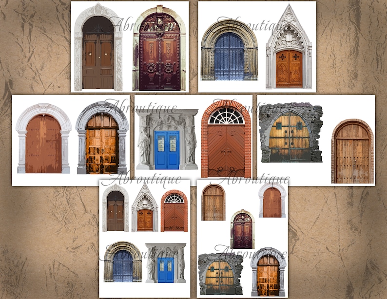 Wood Doors Junk Journal Digital Paper Wooden Doors Decor | Etsy