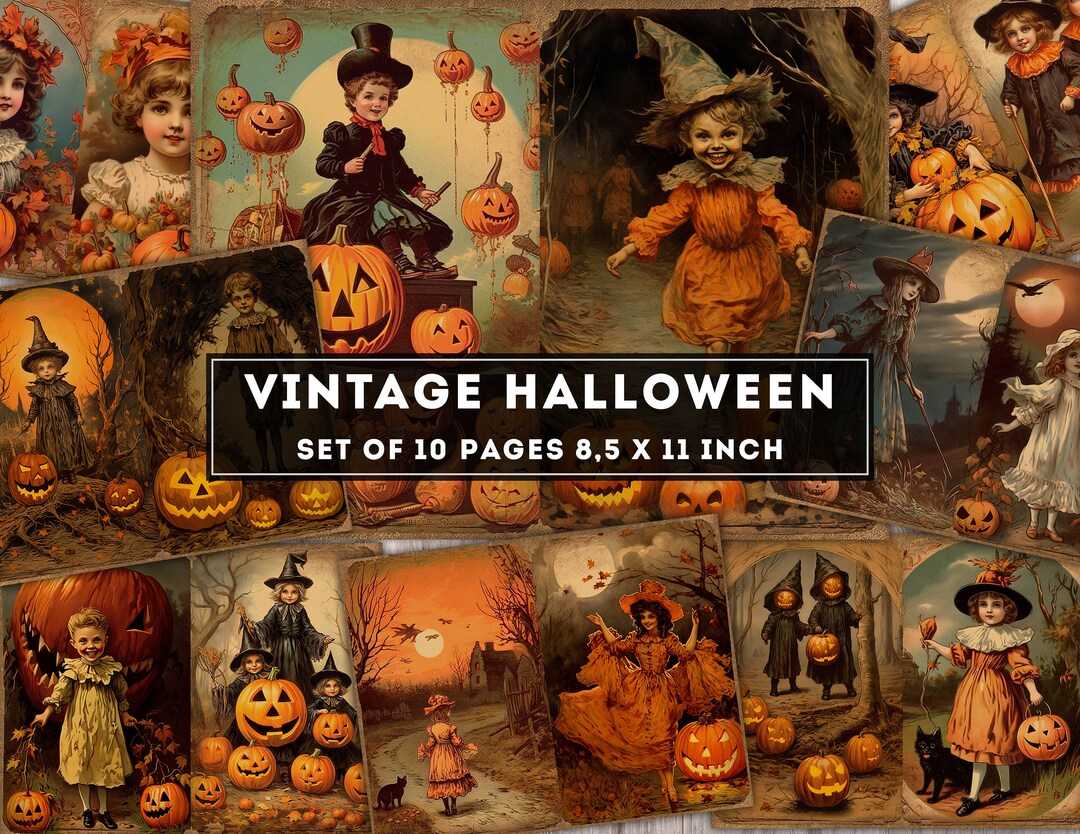 Vintage Halloween Junk Journal Kit, Halloween Digital Paper, Junk ...
