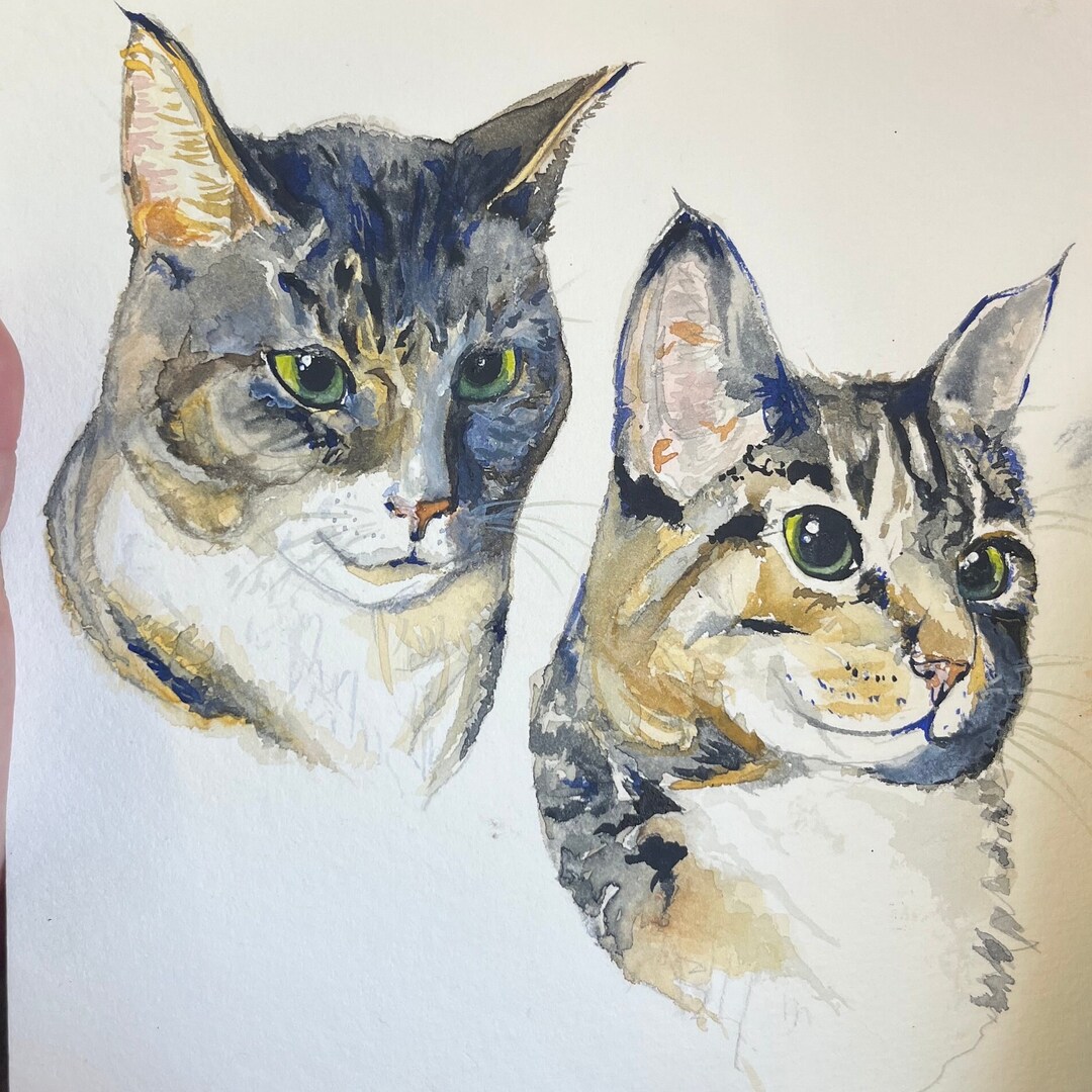 Hand Painted Double Pet Portraits! - Head/face Only- Unframed ...