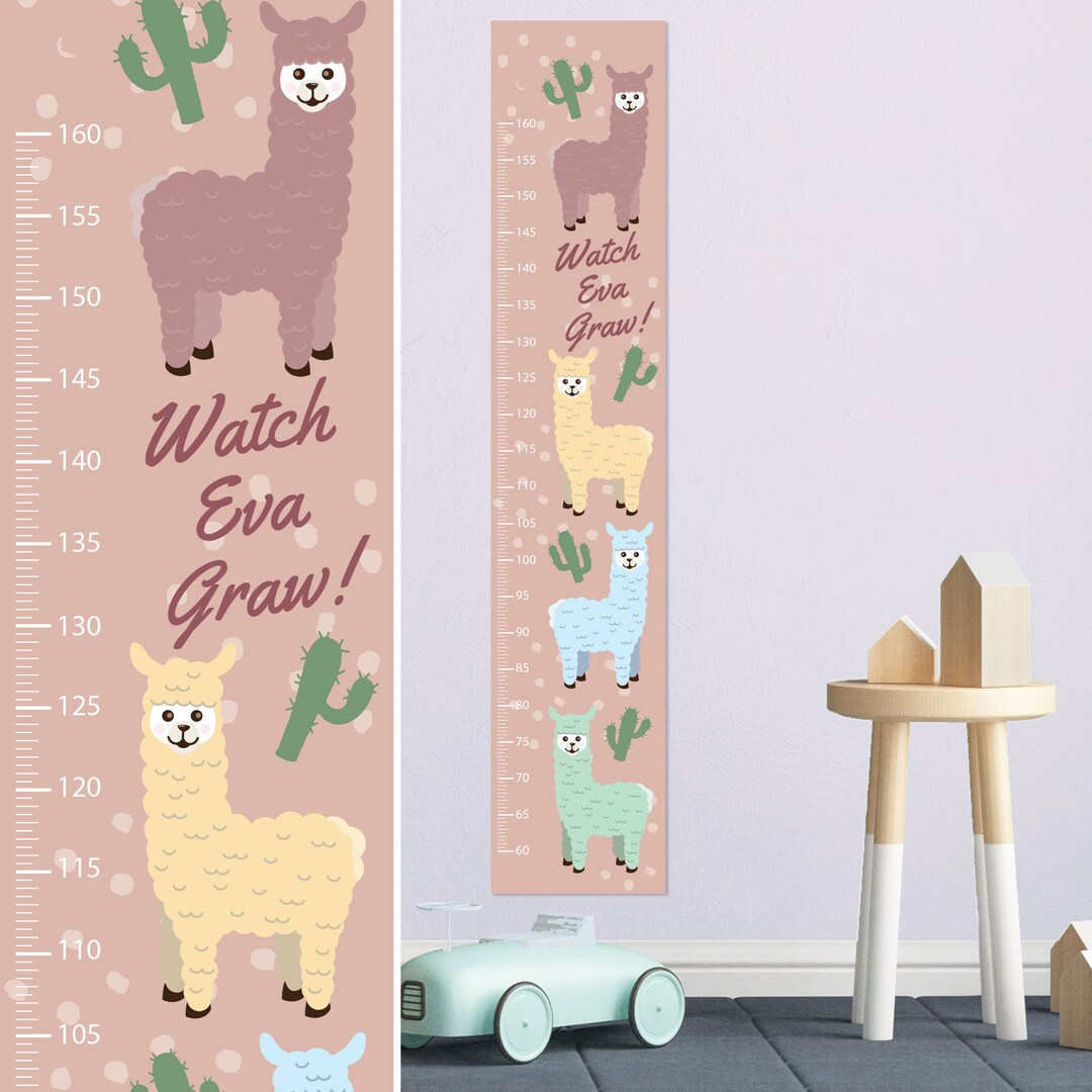 Llama Kids Growth Chart Wall Decal, Nursery Decor, Custom Made - Etsy