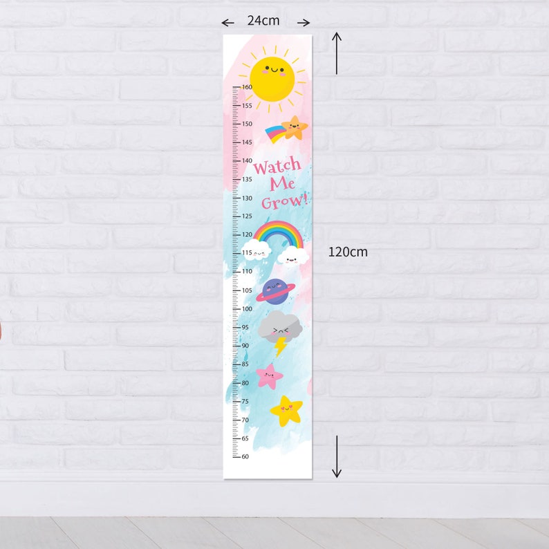 Cute Rainbow Growth Chart Wall Decal, Kids Room Growth Chart Wall ...