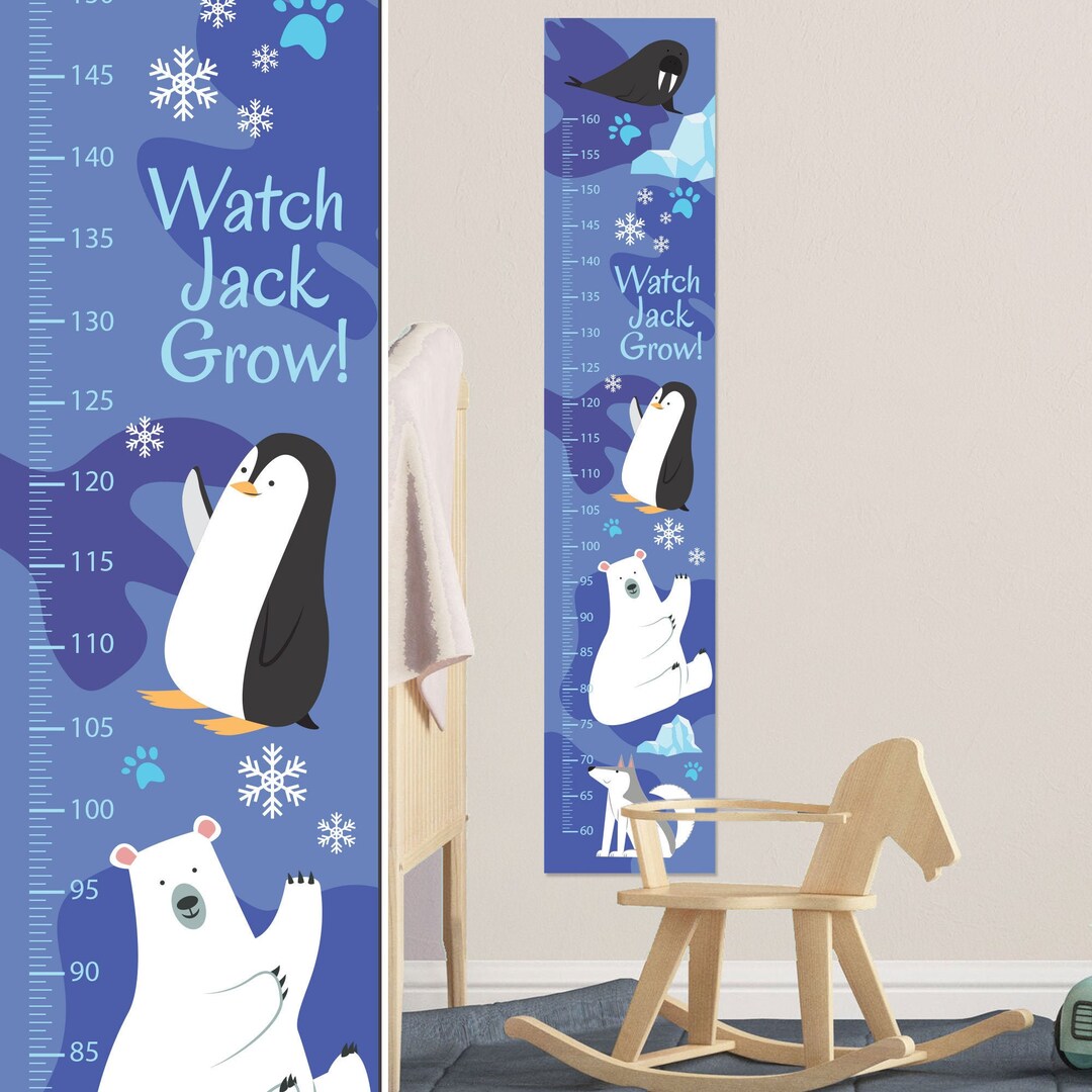 Arctic Animals Growth Chart Wall Decal, Kids Room Growth Chart Wall ...