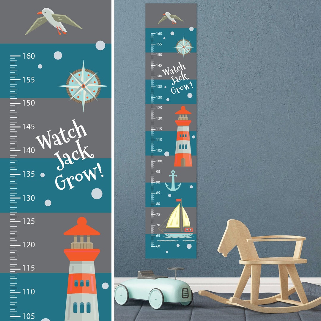 Lighthouse Growth Chart Wall Decal, Kids Room Growth Chart Wall Sticker ...