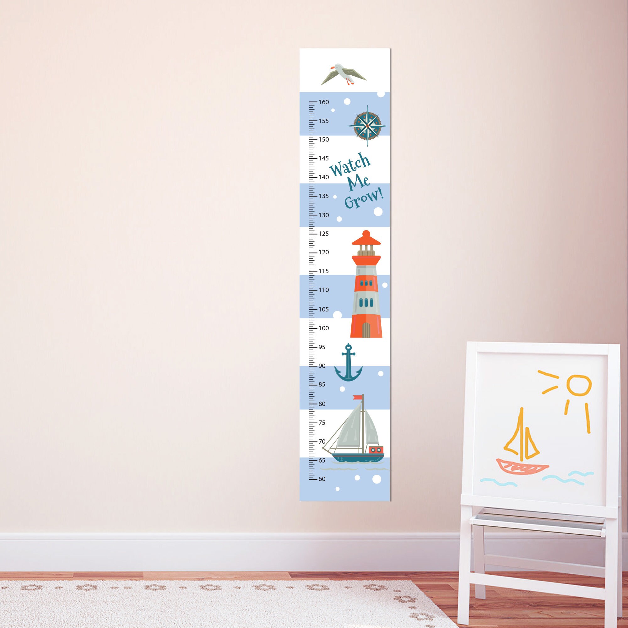 Nautical Boat Growth Chart Wall Decal Kids Room Growth Chart - Etsy ...