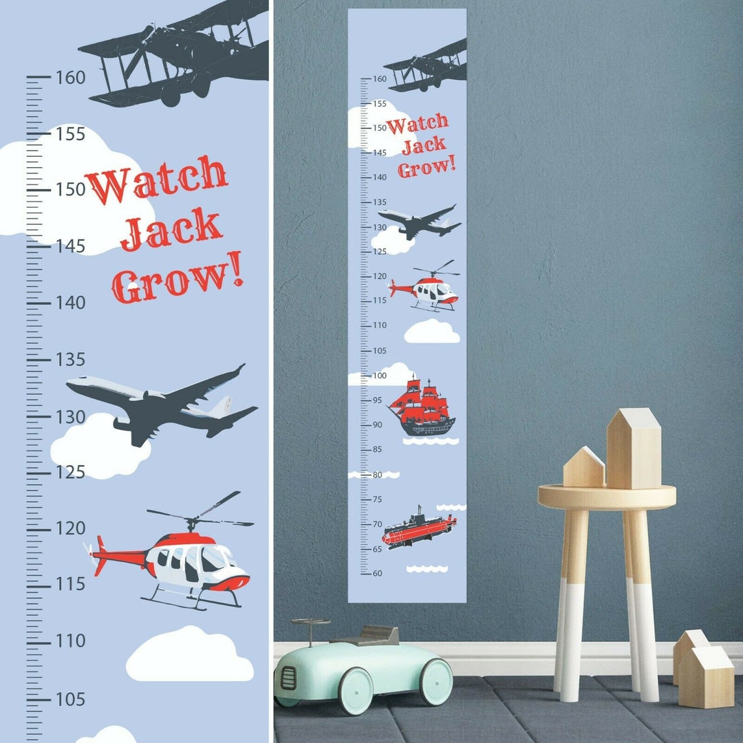 Personalized Airplane Growth Chart, Kids Height Tracker Wall Decal ...