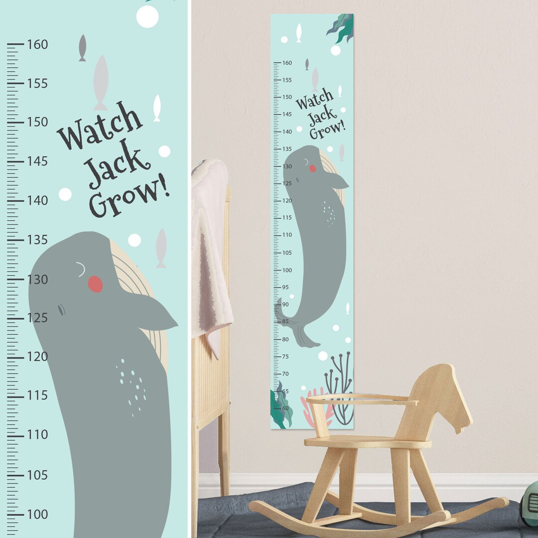 Whale Growth Chart, Kids Room Canvas Wall Decal, Nursery Decor - Etsy