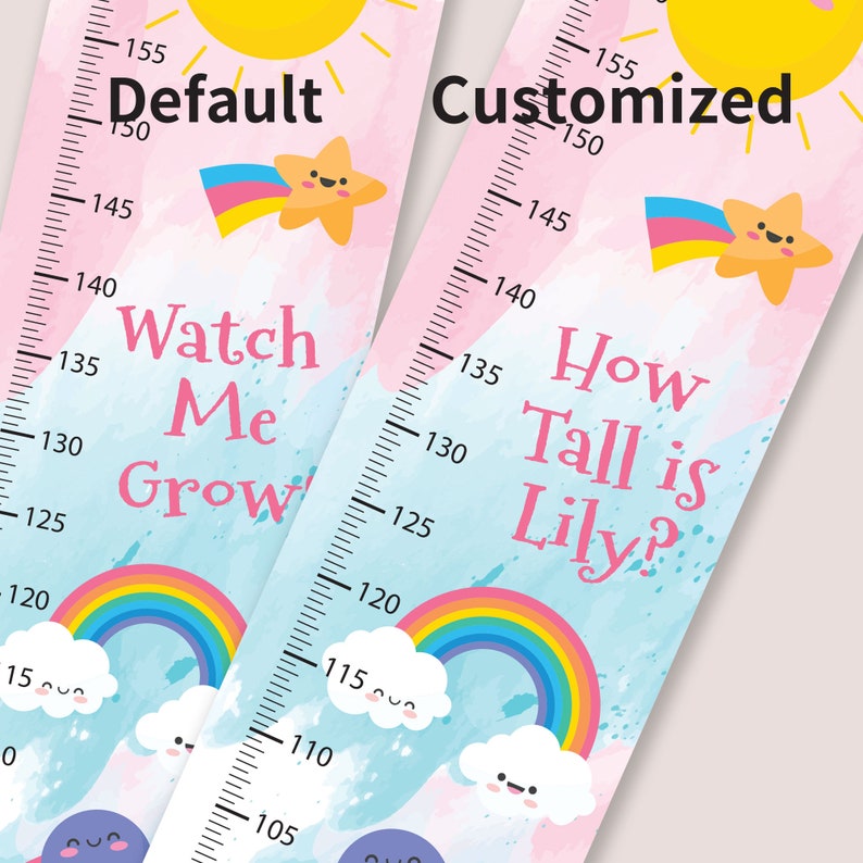 Cute Rainbow Growth Chart Wall Decal, Kids Room Growth Chart Wall ...