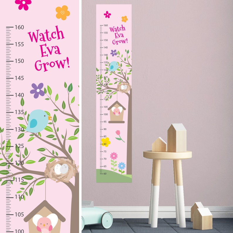 Cute Bird Growth Chart Wall Decal Kids Room Growth Chart Wall - Etsy