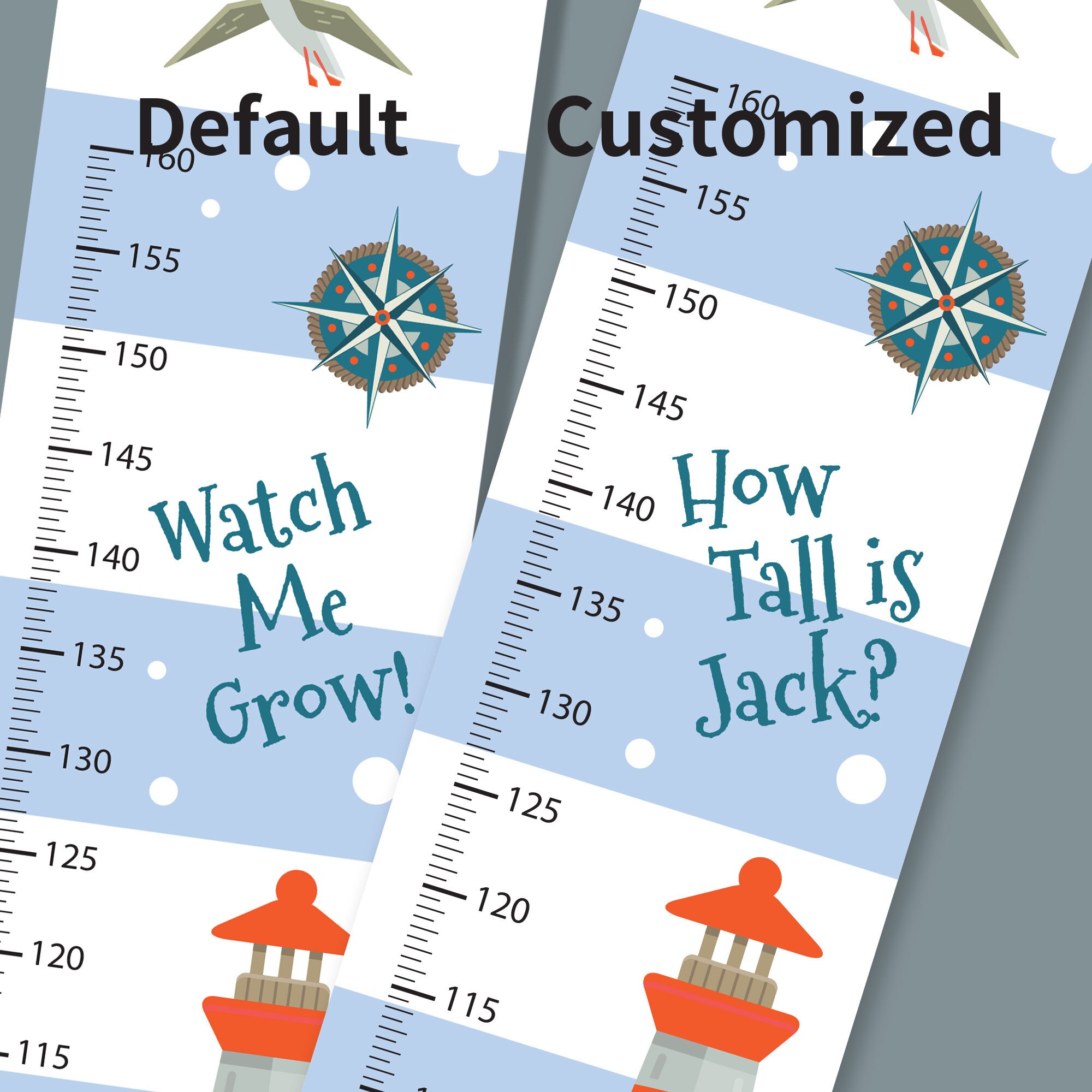 Nautical Boat Growth Chart Wall Decal Kids Room Growth Chart - Etsy ...