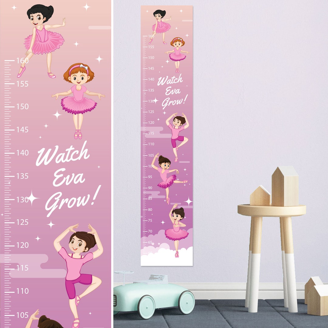 Ballerina Dancer Growth Chart Wall Decal, Kids Room Growth Chart Wall ...