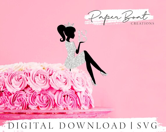 Sitting Girl Silhouette Cake Topper Woman Toper Custom Age - Etsy