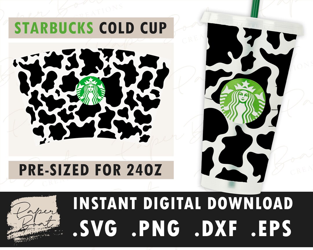 24oz Venti Cold Cup Cow Pattern Farm Animal Digital Download Full Wrap ...