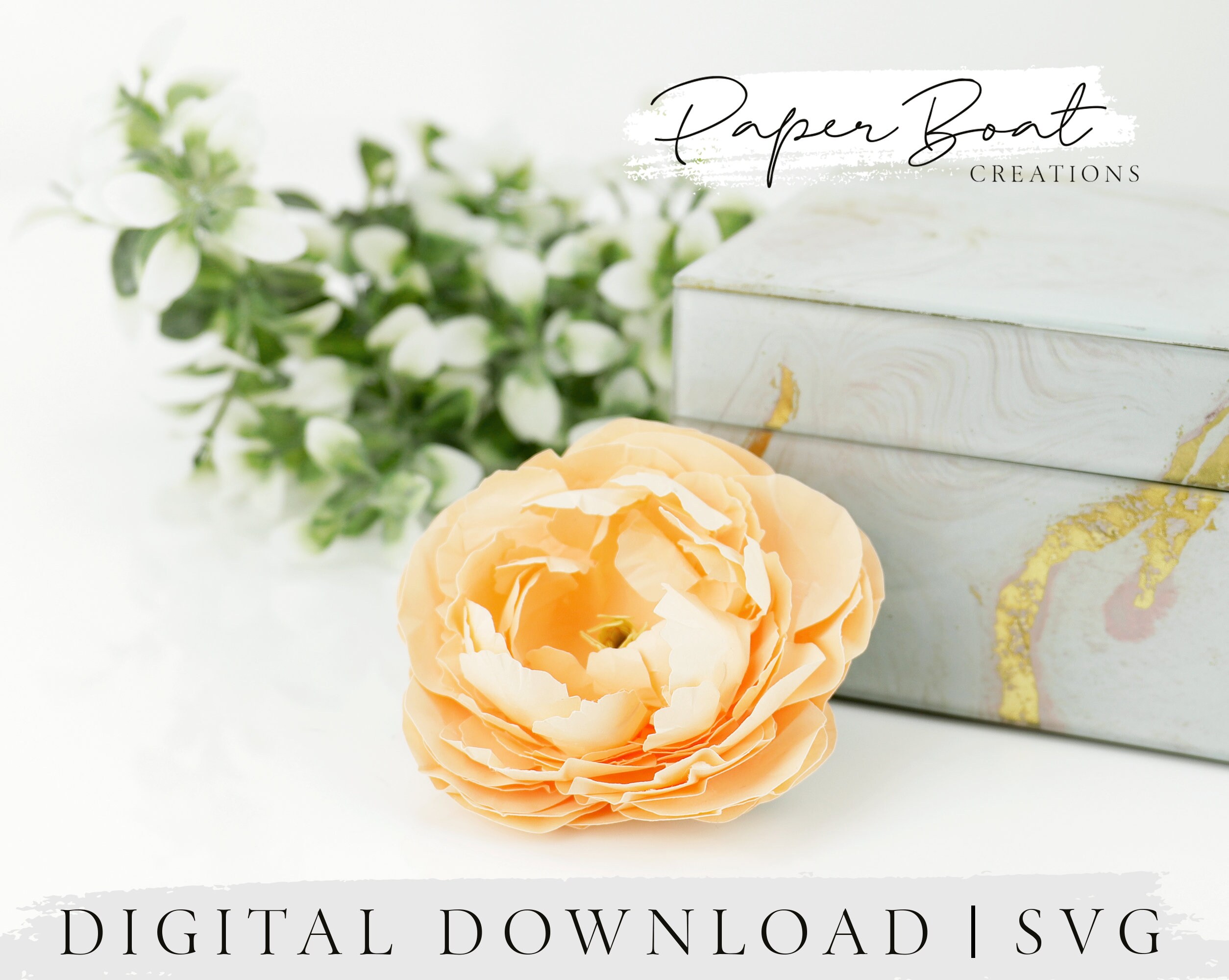 Paper Flower Peony Template, Small Flowers for DIY Projects, Paper ...