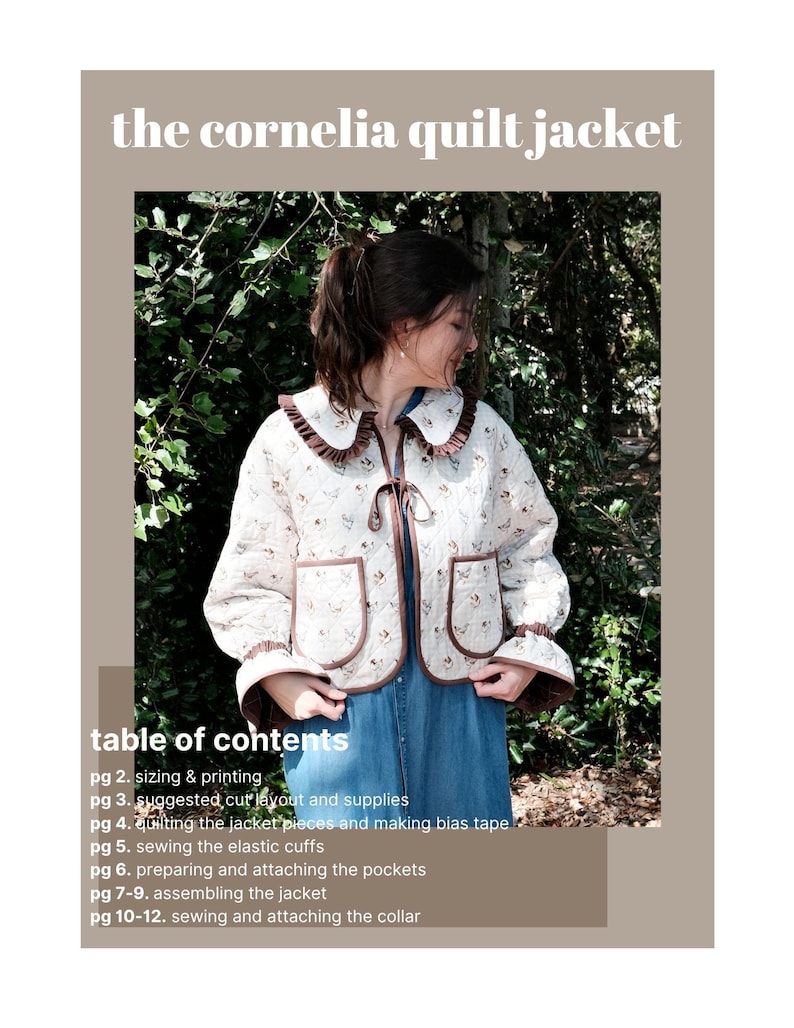 Cornelia Quilt Jacket Sewing Pattern Sizes XXS-4XL Digital Instant ...