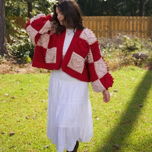 Crochet Heart Bobble Cardigan Pattern: Oversized Cozy Sweater (digital ...