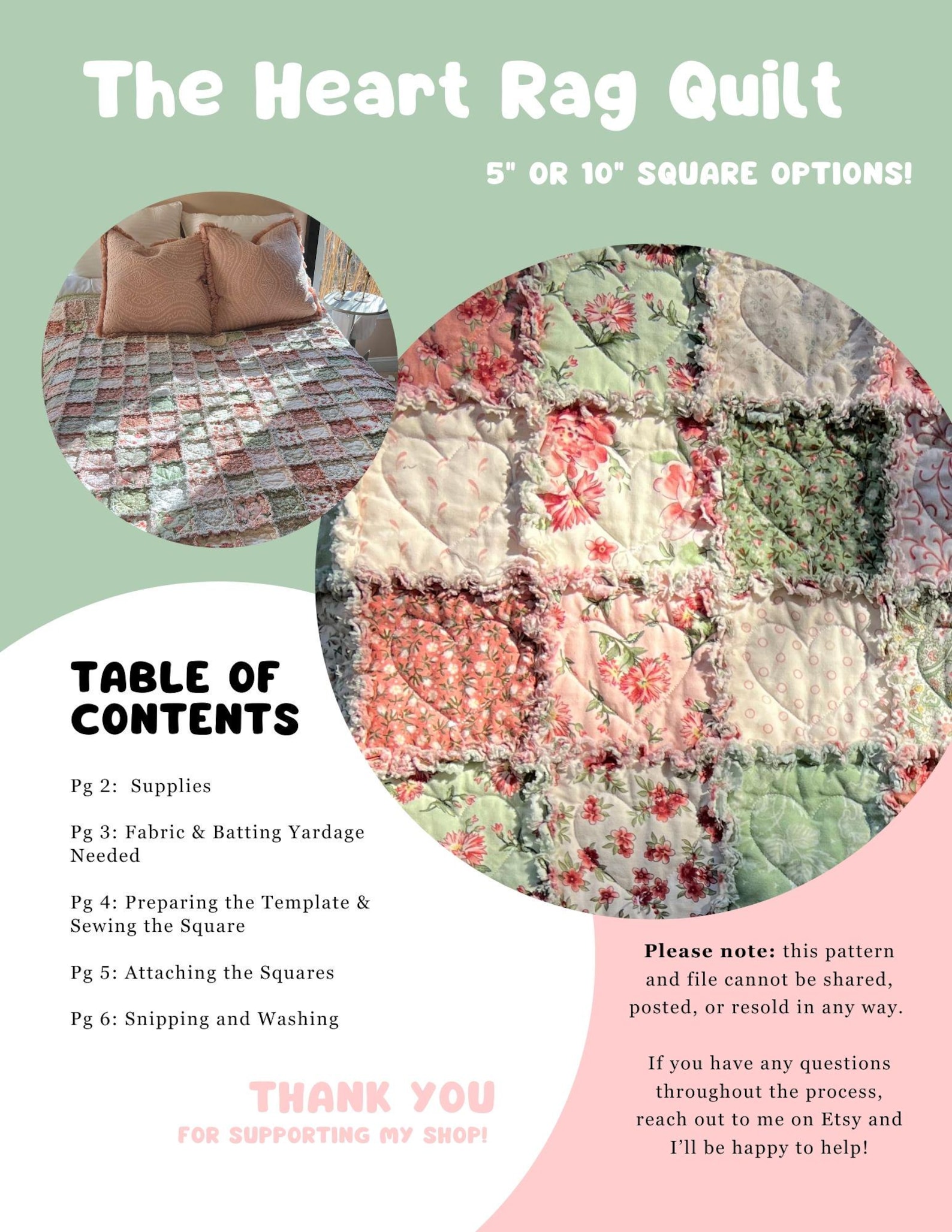 Heart Rag Quilt Pattern: Patchwork Template (PDF Download) - Etsy